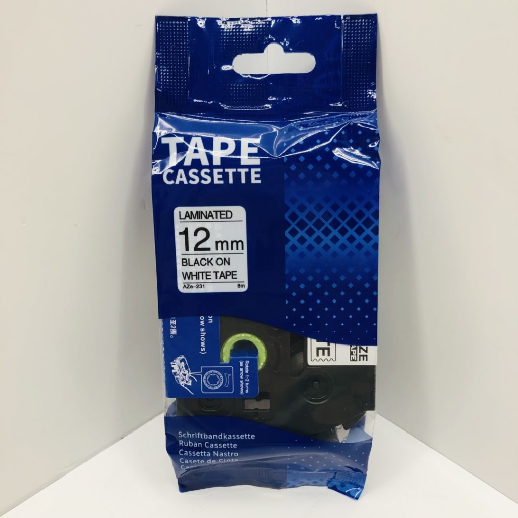 Cassette de ruban AZe-231 12mm noir sur blanc pour étiqueteuse Brother ...