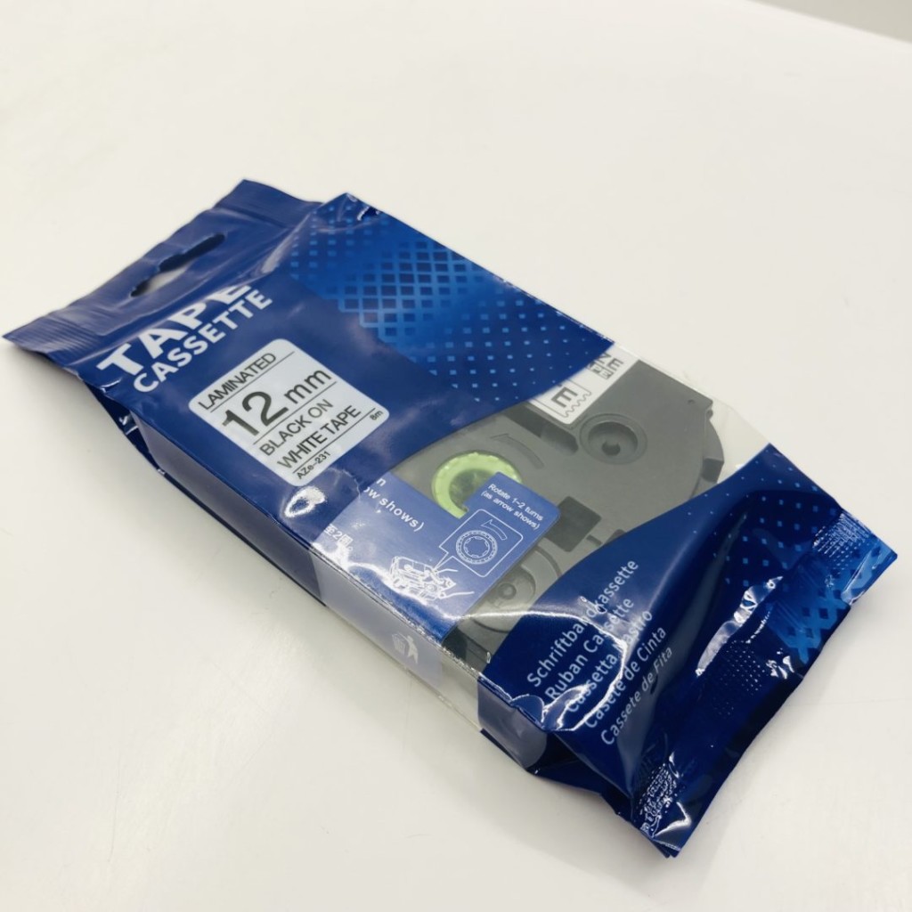 Cassette de ruban AZe-231 12mm noir sur blanc pour étiqueteuse Brother ...