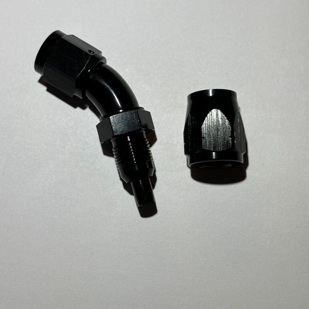 AN 4 45° fitting, black, for AN4 dash hose - Discount AutoSport