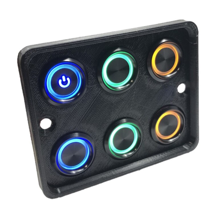 Platine 6 interrupteurs ronds PDM look "Switch Pad" 25 ampères 12 volts ...