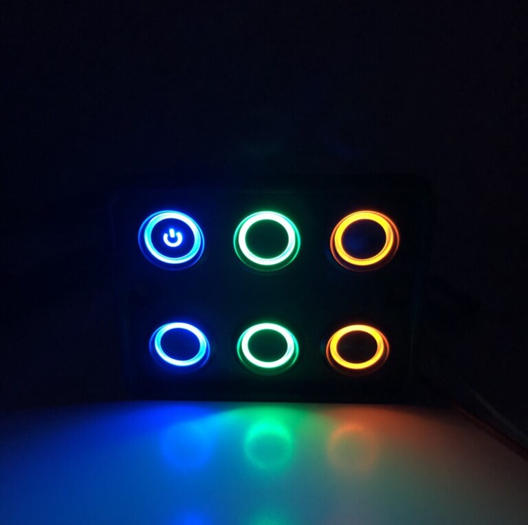 Platine 6 interrupteurs ronds PDM look "Switch Pad" 25 ampères 12 volts ...