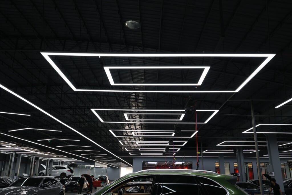 Double rectangle LED ceiling lamp 2.4M x 4.8M 690W - Discount AutoSport