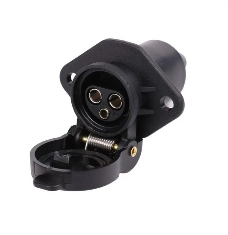 Prise 3 plots agricole noire male + femelle 12 et 24 volts - Discount AutoSport